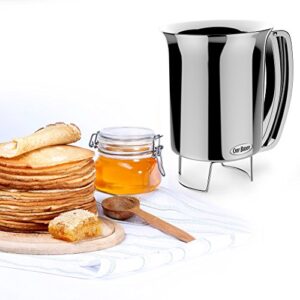 pancake batter dispenser- gourmet stainless-steel pourer- perfect for baking cupcakes, waffles, cakes, and muffins- no drip dispenser by chef buddy