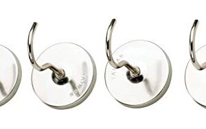 HIC Kitchen HIC Strong Magnetic Hanger Hooks, Heavy Duty Steel with Bright Chrome Finish, 1.25 x 1.5-Inches, Set of 4