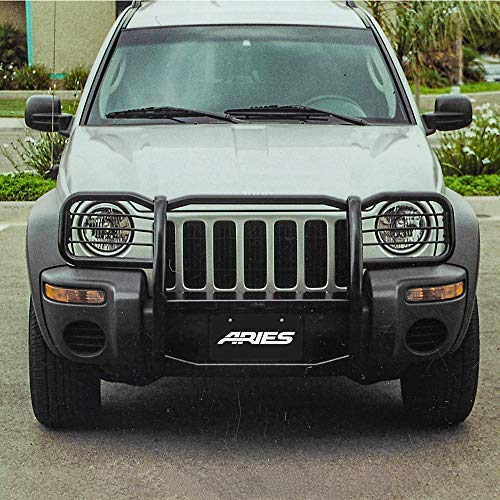 ARIES 1045 1-1/2-Inch Black Steel Grille Guard, No-Drill, Select Jeep Liberty