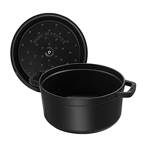 Staub Cast Iron 9-qt Round Cocotte - Black Matte, Made in France