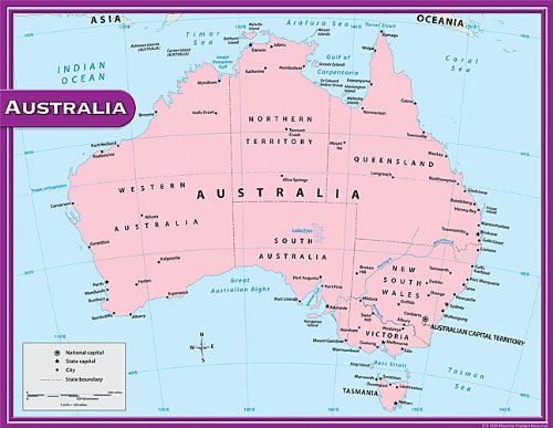 Teacher Created Resources Australia Map Chart, Multi Color (7653)