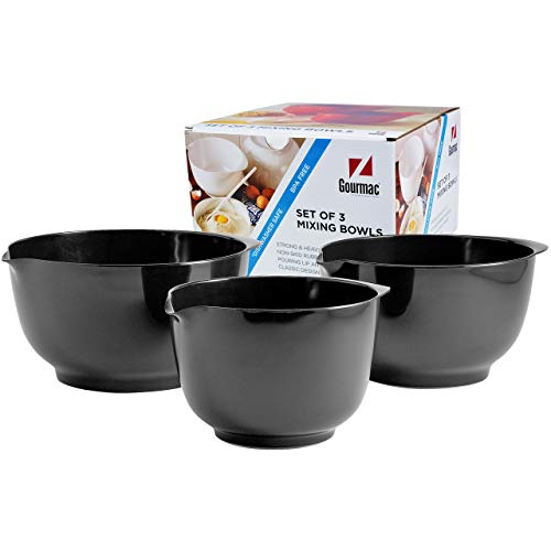 Hutzler Melamine Mixing Bowl Set: 2, 3 and 4 Liters, Black