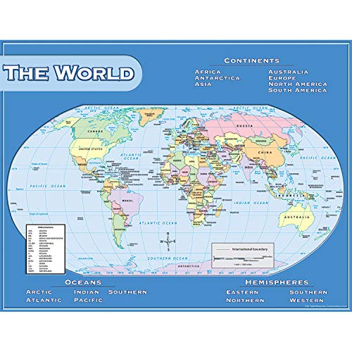 Teacher Created Resources World Map Chart, Multi Color (7658)