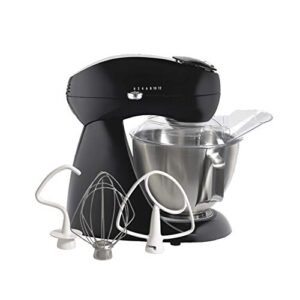 hamilton beach all-metal 12-speed electric stand mixer, tilt-head, 4.5 quarts, pouring shield, licorice (63227)