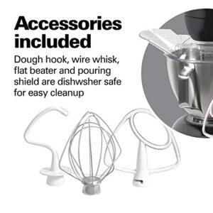 Hamilton Beach All-Metal 12-Speed Electric Stand Mixer, Tilt-Head, 4.5 Quarts, Pouring Shield, Licorice (63227)