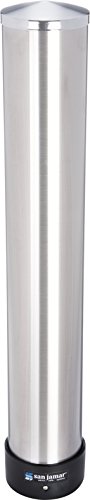 San Jamar C3200P Stainless Steel Pull Type Beverage Cup Dispenser, Fits 6oz to 10oz Cup Size, 2-7/32" to 3-3/16" Rim, 23-1/2" Tube Length