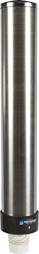 San Jamar C3200P Stainless Steel Pull Type Beverage Cup Dispenser, Fits 6oz to 10oz Cup Size, 2-7/32" to 3-3/16" Rim, 23-1/2" Tube Length