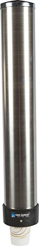 San Jamar C3200P Stainless Steel Pull Type Beverage Cup Dispenser, Fits 6oz to 10oz Cup Size, 2-7/32" to 3-3/16" Rim, 23-1/2" Tube Length