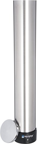 San Jamar C3200P Stainless Steel Pull Type Beverage Cup Dispenser, Fits 6oz to 10oz Cup Size, 2-7/32" to 3-3/16" Rim, 23-1/2" Tube Length