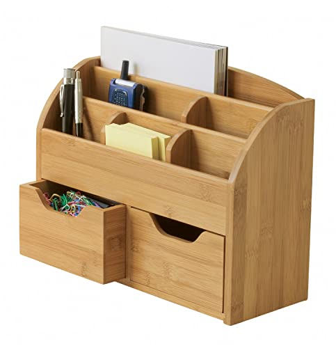 Lipper International 809 Bamboo Wood Space-Saving Desk Organizer, 13" x 10" x 5 3/8"