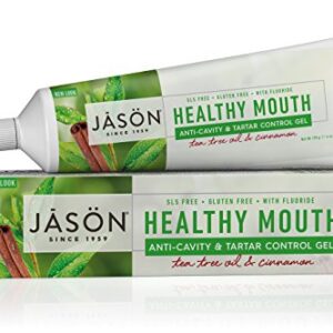 JASON Healthy Mouth Anti-Cavity & Tartar Control Toothpaste, Tee Tree Oil & Cinnamon, 6 oz. (Pack of 3) (Packaging May Vary)