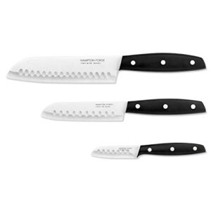 hampton forge – mirage – 3 piece santoku knife – black