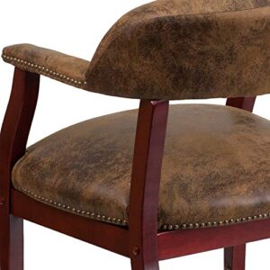 Flash Furniture Bomber Jacket Brown Luxurious Conference Chair with Accent Nail Trim and Casters