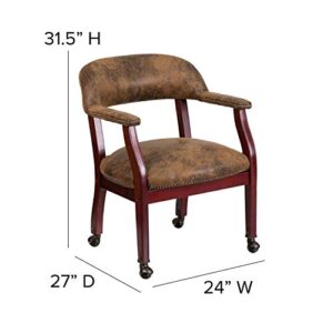 Flash Furniture Bomber Jacket Brown Luxurious Conference Chair with Accent Nail Trim and Casters