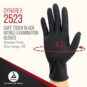 Dynarex Safe-Touch Black Disposable Nitrile Exam Gloves, Powder-Free, Used in Healthcare and Professional Settings, Law Enforcement, Tattoo, Salon or Spa, Large, 1 Box of 100 Gloves