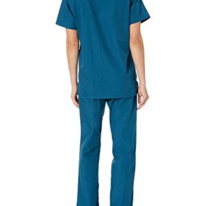 Cherokee Adult's Unisex Top and Scrub Pant Set, Caribbean Blue, Medium