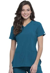 cherokee infinity women scrubs top v-neck ck865a, m, caribbean blue