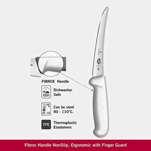 Victorinox Swiss Army Cutlery Fibrox Pro Curved Boning Knife, Semi-Stiff Blade, 6-Inch