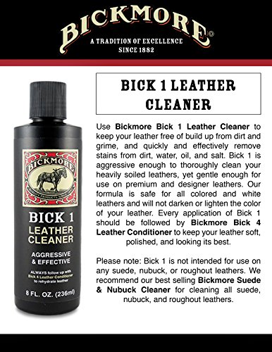 Bickmore Bick 1 Leather Cleaner 8 oz - Clean Dirt, Oil, Sweat, Salt, and Water Stains from All Colored, White, and Black Leather