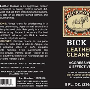 Bickmore Bick 1 Leather Cleaner 8 oz - Clean Dirt, Oil, Sweat, Salt, and Water Stains from All Colored, White, and Black Leather