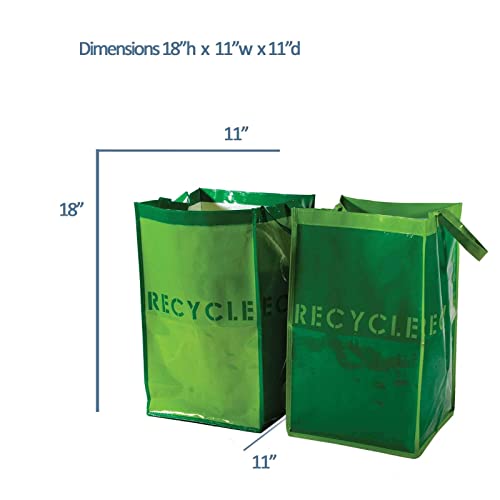 Great Useful Stuff Set of 2: G.U.S. Recycle Bins for Home and Office - Waterproof, Tall with Extra Sturdy Handles. Durable, Washable, Affordable Recycle Bags