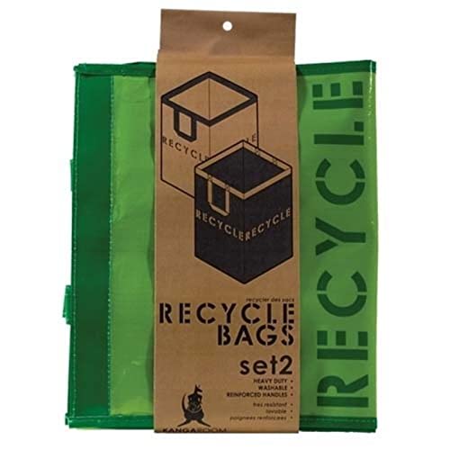 Great Useful Stuff Set of 2: G.U.S. Recycle Bins for Home and Office - Waterproof, Tall with Extra Sturdy Handles. Durable, Washable, Affordable Recycle Bags