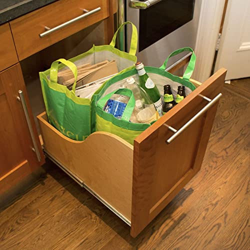 Great Useful Stuff Set of 2: G.U.S. Recycle Bins for Home and Office - Waterproof, Tall with Extra Sturdy Handles. Durable, Washable, Affordable Recycle Bags