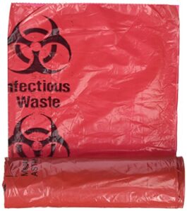 medical action infectious waste bag, red, 3 gallon, 14.5″ x 19″, 20/roll