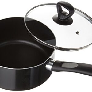 Mirro A7972484 Get A Grip Aluminum Nonstick 3-Quart Saucepan with Glass Lid Cover Cookware, Black