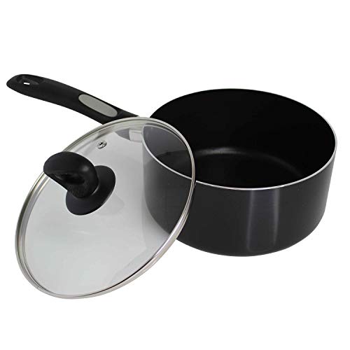 Mirro A7972484 Get A Grip Aluminum Nonstick 3-Quart Saucepan with Glass Lid Cover Cookware, Black