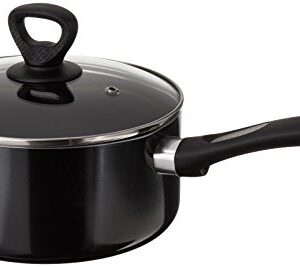 Mirro A7972484 Get A Grip Aluminum Nonstick 3-Quart Saucepan with Glass Lid Cover Cookware, Black