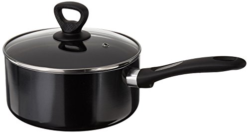 Mirro A7972484 Get A Grip Aluminum Nonstick 3-Quart Saucepan with Glass Lid Cover Cookware, Black