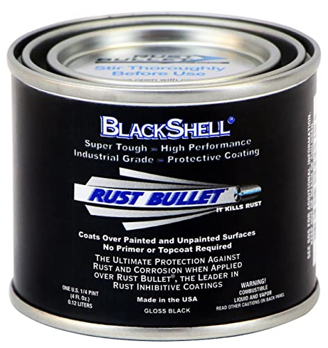 RUST BULLET - BlackShell - Black Rust Inhibitor, Rust Preventive Coating - UV Resistant Rust Treatment - 4 oz