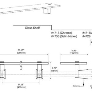 Gatco 4716 Bleu Glass Shelf, Chrome