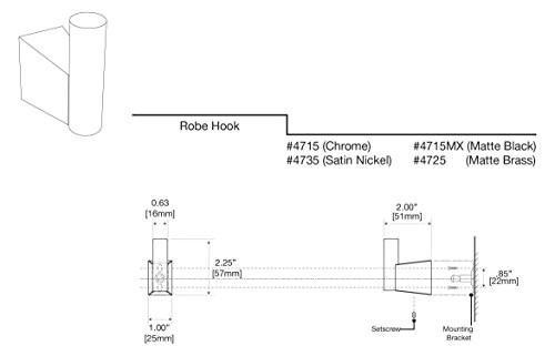 Gatco 4715 Bleu Robe Hook, Chrome