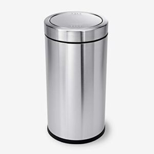 simplehuman 55 liter / 14.5 gallon commercial swing top trash can, ada-compliant, 11-20 gallons, brushed stainless steel