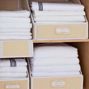 Great Useful Stuff Linen Closet Storage: Organize Bins for Sheets, Blankets, Towels, Wash Cloths, Bedding Sets, Duvet Covers, Pillowcases and More. 100% Brushed Cotton Twill (Large, Cream)