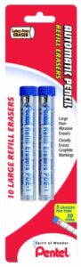 pentel pde1bp2 refill eraser for al, ax and pd pencil series 5 pieces per tube, (2x tubes) white