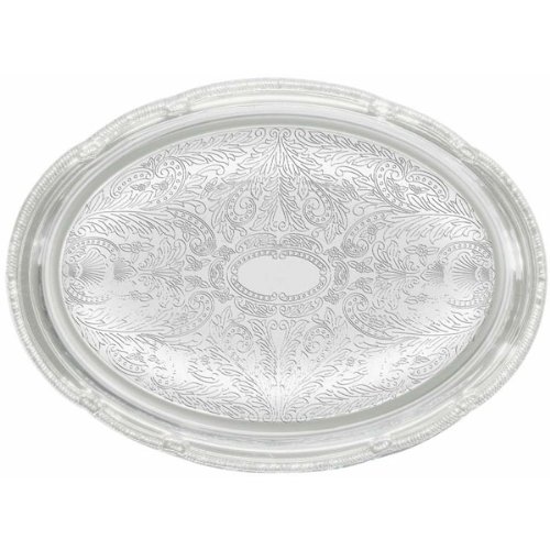 Winco Oval Tray, 18 by 13-Inch, Chrome