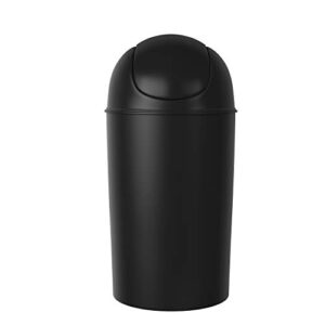 umbra 086711-040 grand swing top garbage large capacity 10 gallon kitchen trash can with lid, indoor/outdoor use, black