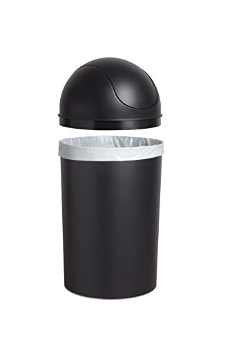 Umbra 086711-040 Grand Swing Top Garbage Large Capacity 10 Gallon Kitchen Trash Can with Lid, Indoor/Outdoor Use, Black