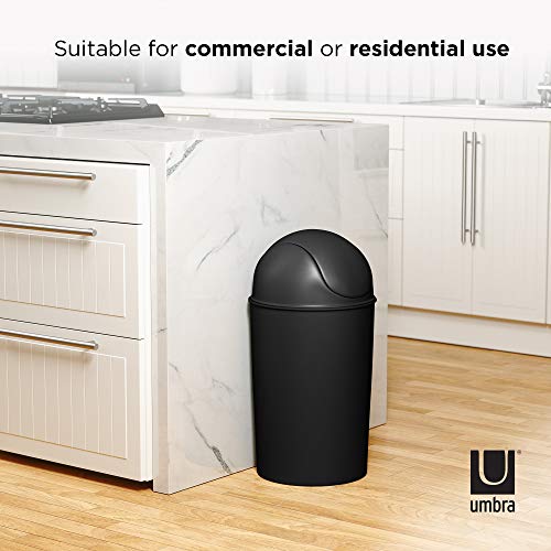 Umbra 086711-040 Grand Swing Top Garbage Large Capacity 10 Gallon Kitchen Trash Can with Lid, Indoor/Outdoor Use, Black