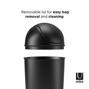 Umbra 086711-040 Grand Swing Top Garbage Large Capacity 10 Gallon Kitchen Trash Can with Lid, Indoor/Outdoor Use, Black