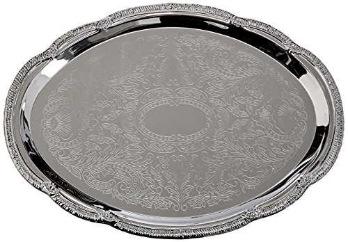 Winco CMT-1014 0.5mm Oval Tray, 14-Inch by 10-Inch, Chrome,Medium