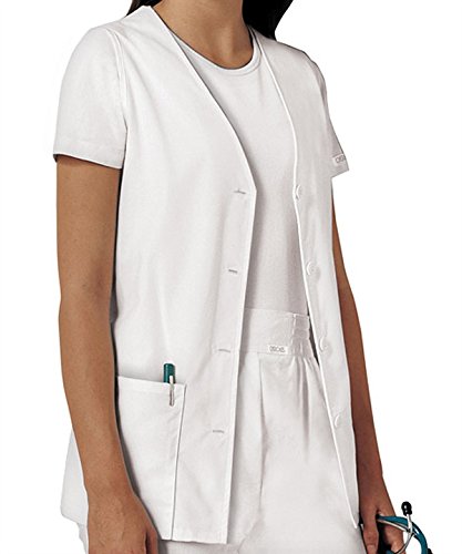 Cherokee Women Scrubs Vest Button Front 1602, L, White