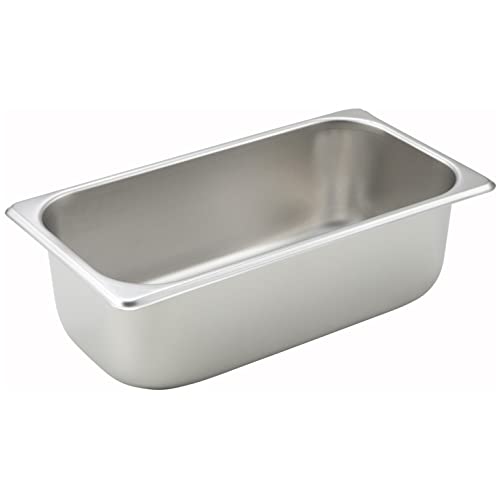 Winco 1/3 Size Pan, 4-Inch,Stainless Steel,Medium