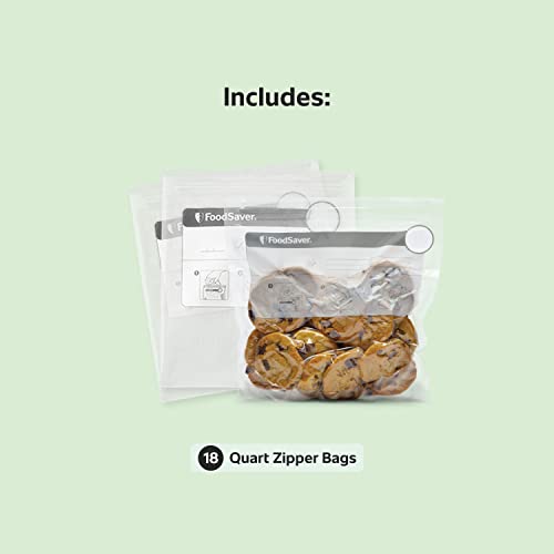 FoodSaver 1-Quart BPA-Free Multilayer Construction Vacuum Zipper Bags, 18 Count