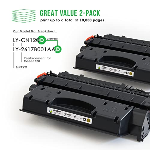 LINKYO Compatible Toner Cartridge Replacement for Canon 120 2617B001AA LY-C120D (Black, High Yield, 2-Pack)