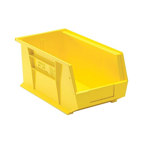 Quantum Storage Systems QUS240 Plastic Storage Stacking Ultra Bin, 14-Inch by 8-Inch by 7-Inch, Yellow, Case of 12 (QUS240YL)