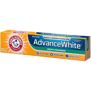 ARM & HAMMER Advanced White Breath Freshening Toothpaste-, One 6oz Tube, Winter Mint- Fluoride Toothpaste (Packaging May Vary)